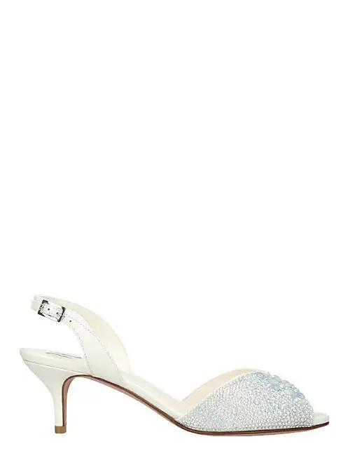 GINA Arabel Heeled Leather Slingbacks - White