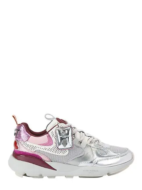 Kurt Geiger Leather And Mesh Low Top Trainers - Silver Com