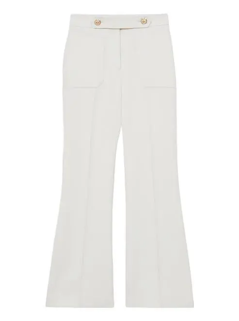 REISS Flared-leg Stretch Wool-blend Trousers - White