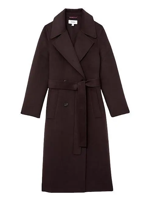REISS Rene Double-breasted Wool-blend Coat - Aubergine
