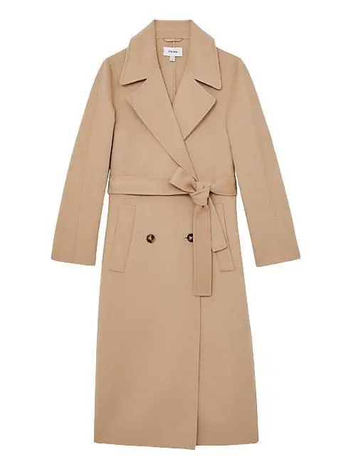REISS Rene Double-breasted Wool-blend Coat - Neutral