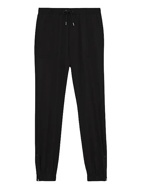 REISS Drawstring-waist Tapered Trousers - Black