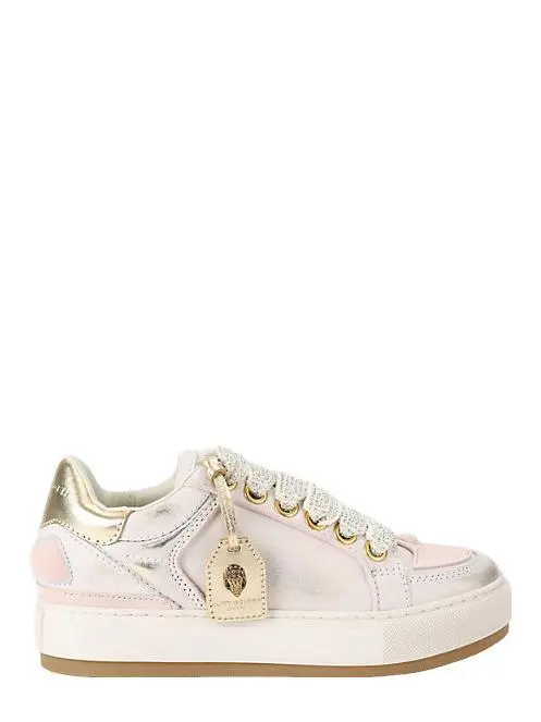 Kurt Geiger Southbank Tag Metallic Leather Trainers - White/oth