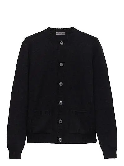 Prada Crew Neck Cashmere Cardigan - Black