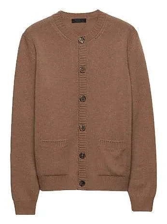 Prada Crew Neck Cashmere Cardigan - Brown