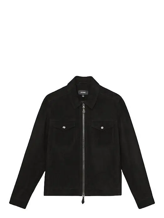 REISS Pike Patch-pocket Suede Jacket - Black