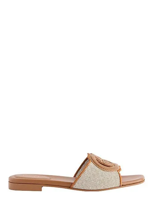 Gucci Blondie Canvas Flat Sandals - Brown Natural Sundial