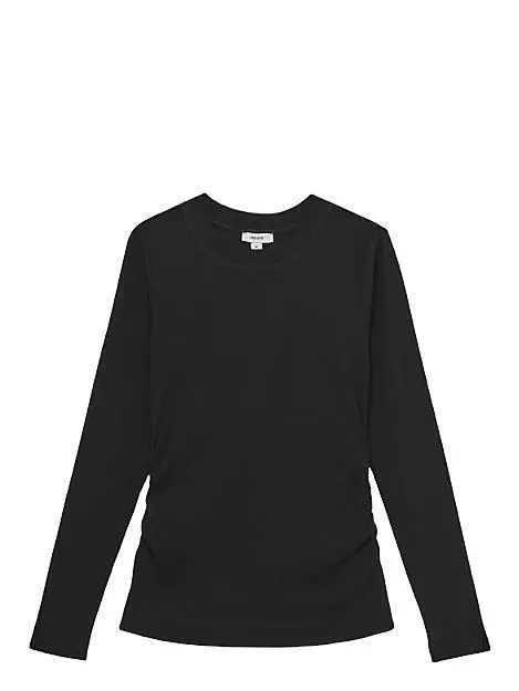 REISS Tessa Ribbed Stretch-cotton T-shirt - Black