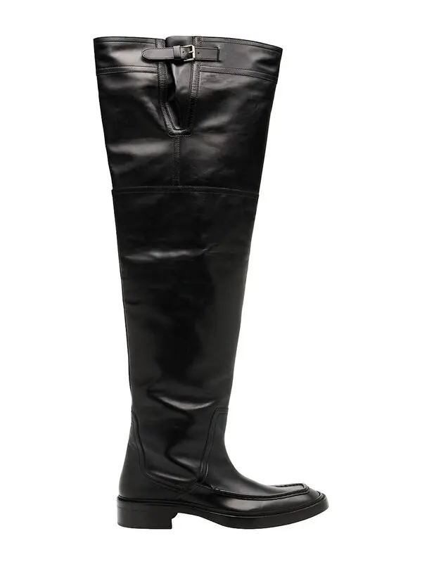 Saint Laurent Joe Leather Over-the-knee Boots - Black