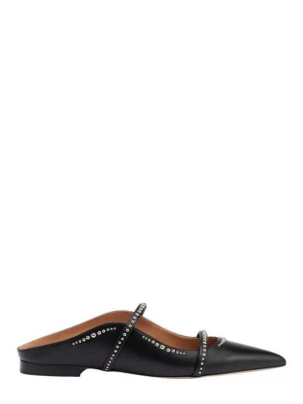 MALONE SOULIERS Maureen Studded Leather Flat Mules - Black