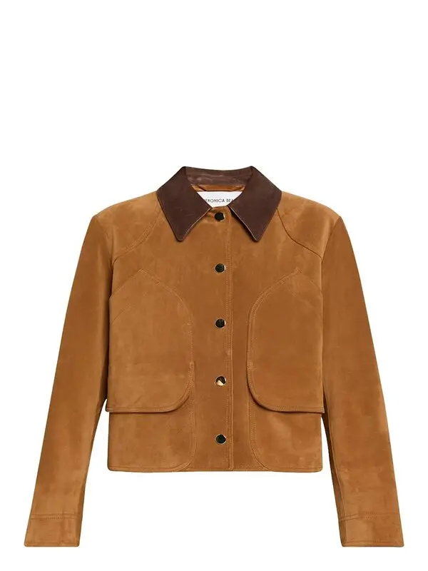 Veronica Beard Walters Cropped Suede Jacket - Whisky