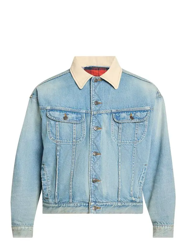 THE ROW Denim Jacket With Corduroy Collar - Light Indigo