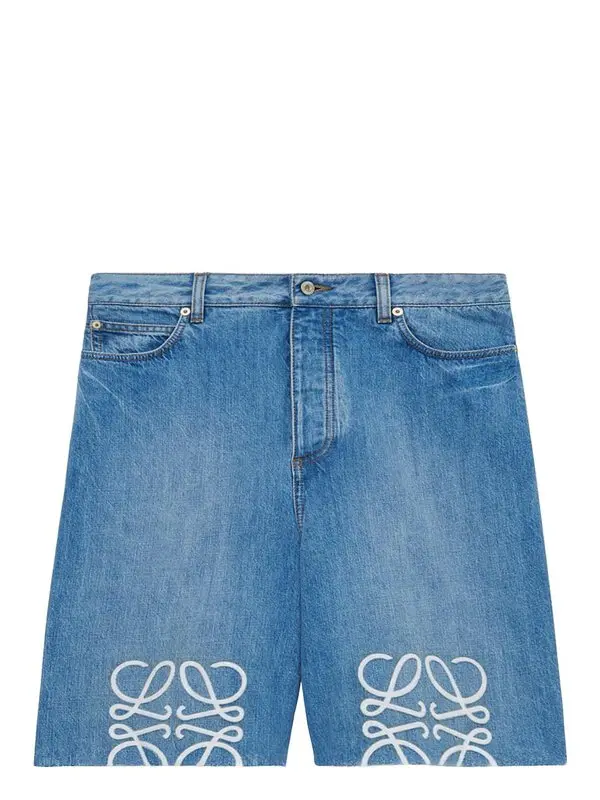 Loewe Maxi-anagram Denim Shorts - Washed Denim