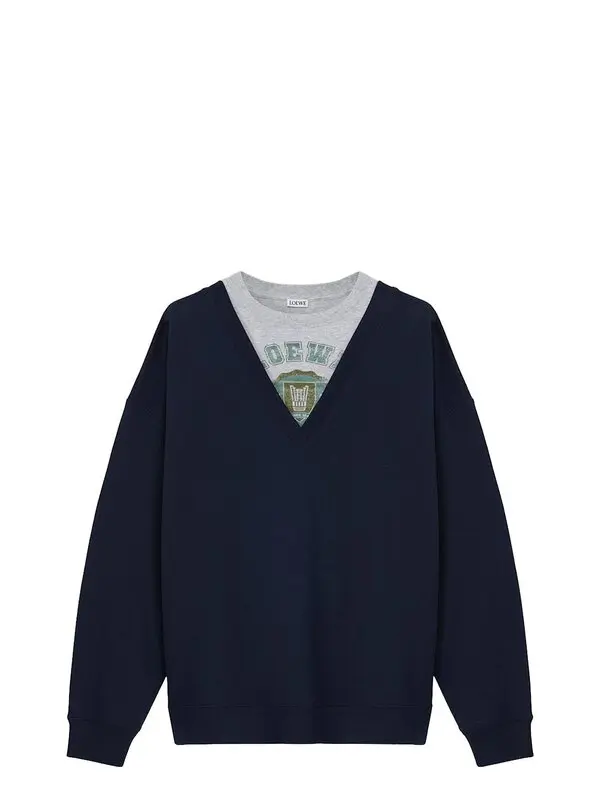 Loewe Varsity T-shirt Hybrid V-neck Sweater - Dark Navy Blue