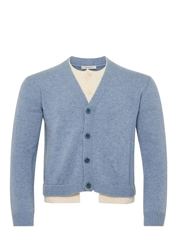 JW Anderson Contrast Layered Wool-cashmere Cardigan - Blue