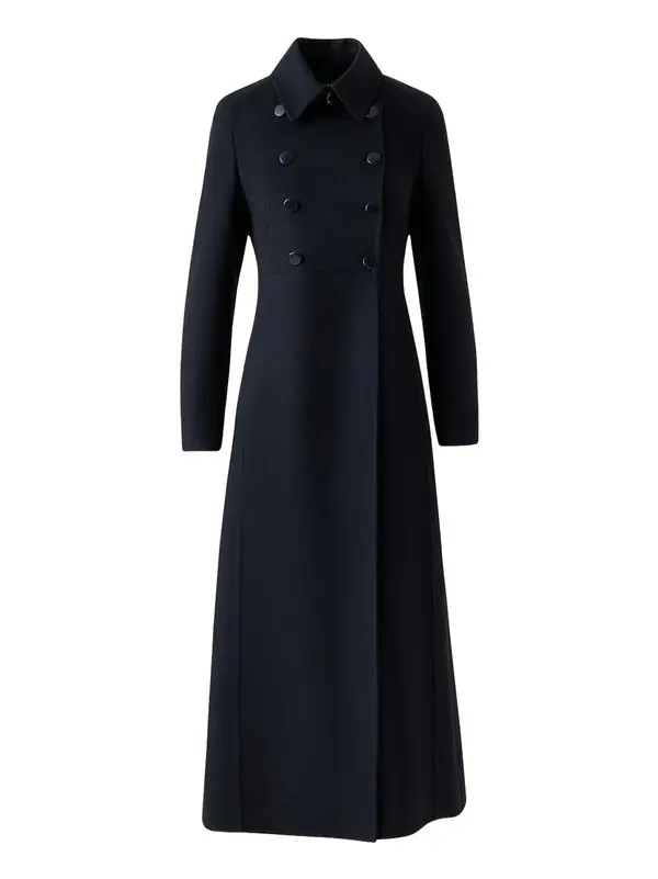 Akris Eva Double-breasted Wool Double Face Long Coat - Black