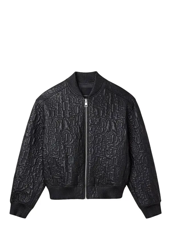 PURPLE BRAND Leather Oversized Bomber Jacket - Black