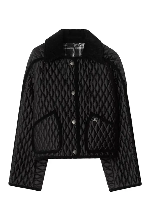Burberry Cropped Quilted Nylon Floriston Jacket - Black