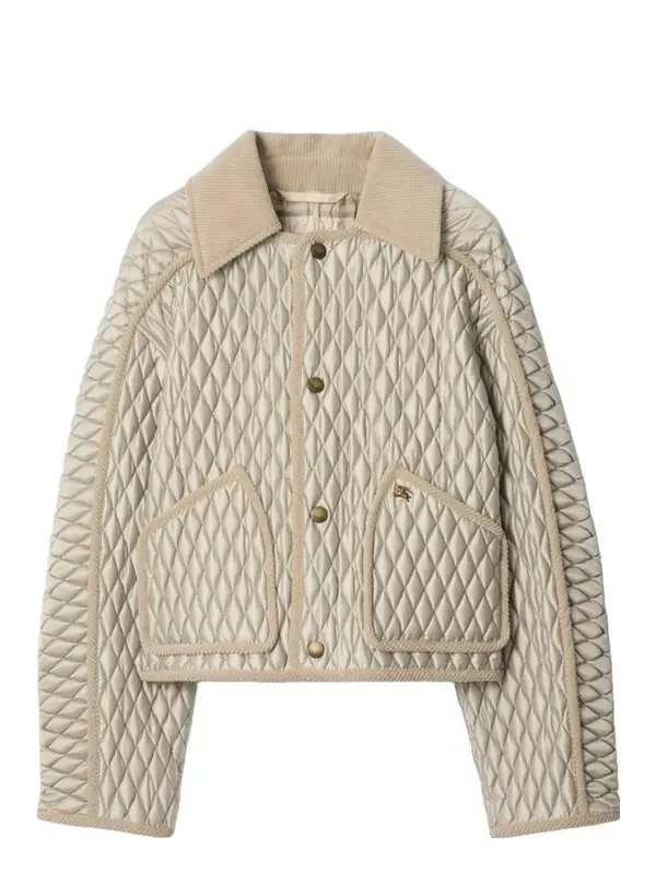 Burberry Cropped Quilted Nylon Floriston Jacket - Wisp Grey