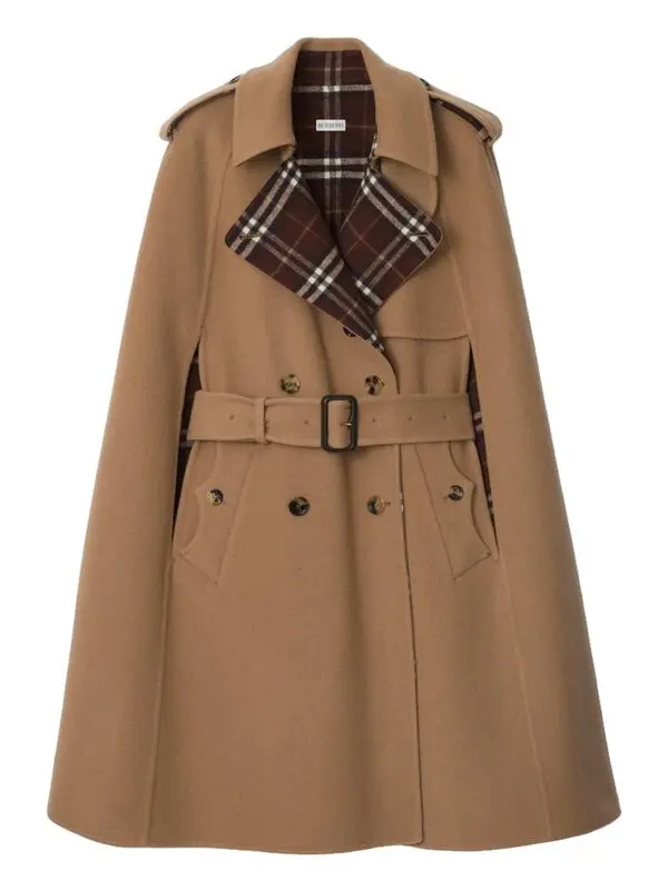 Burberry Wool Belmont Trench Cape - Camel Brown/treacle Brown