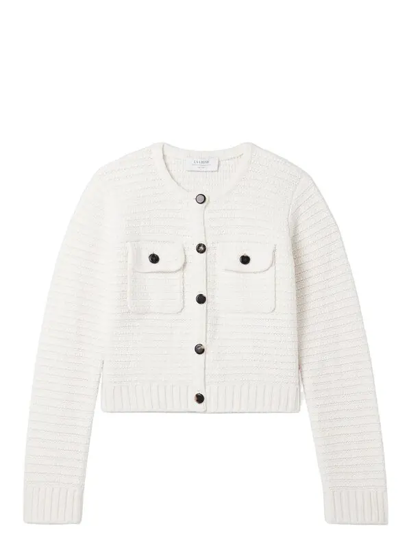 LA LIGNE Monique Ribbed-knit Cardigan - Ivory