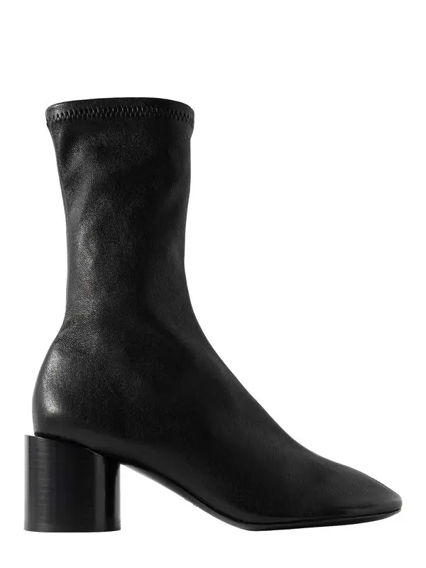 JIL SANDER Textured-leather Ankle Boots - Black