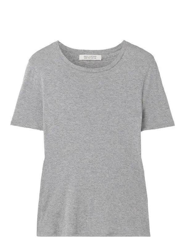 NILI LOTAN Elin Cotton And Cashmere-blend T-shirt - Gray