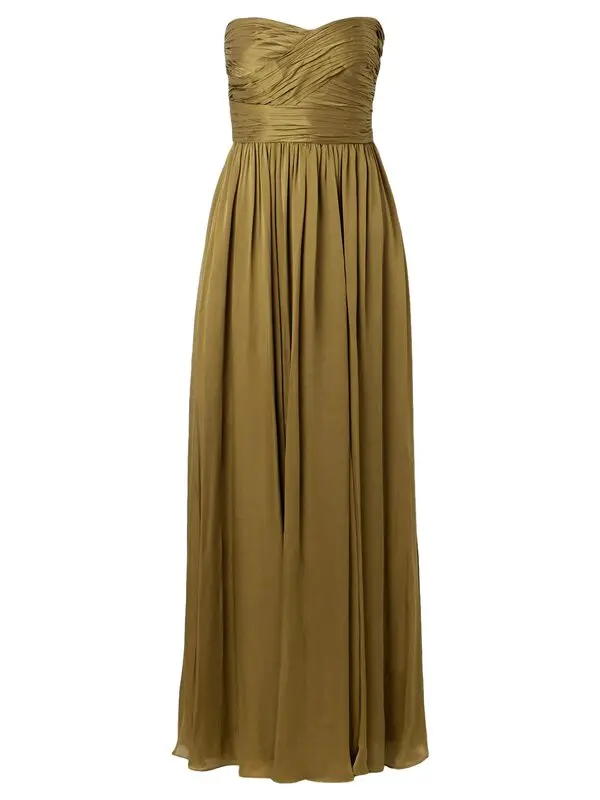 Ulla Johnson Anastasia Strapless Silk-satin Gown - Brown