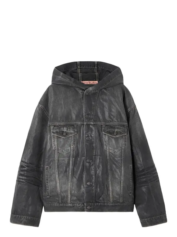 Acne Studios Hooded Coated Organic Denim Trucker Jacket - Black