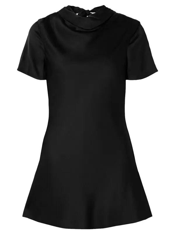 Staud Iris Draped Silk-blend Satin Mini Dress - Black