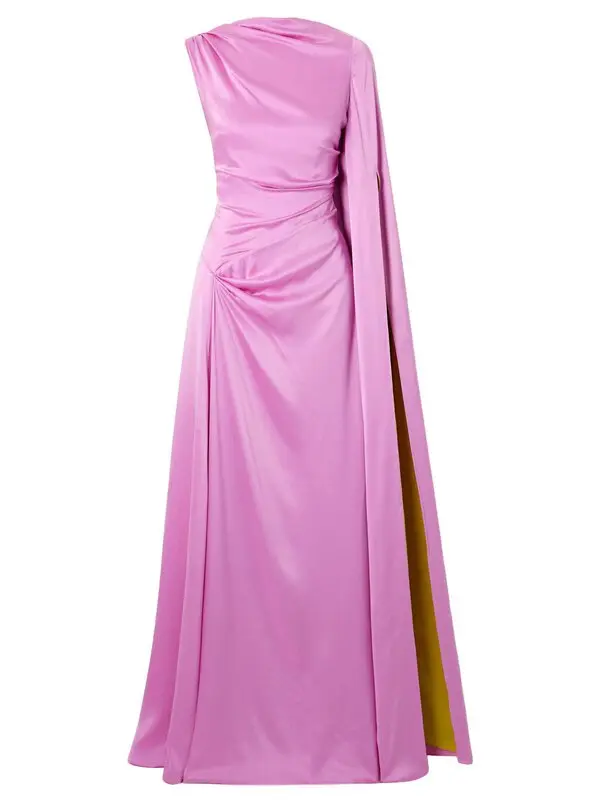 ROKSANDA Oma Cape-effect Draped Silk-satin Gown - Pink