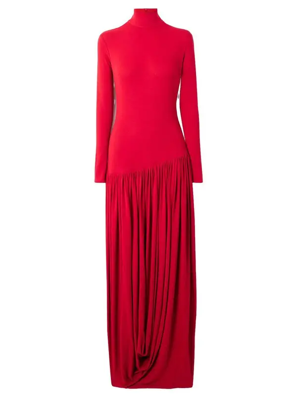 Magda Butrym Pleated Stretch-crepe Midi Dress - Red