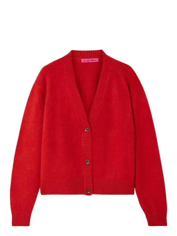 THE ELDER STATESMAN Cashmere Cropped Cardigan - Red