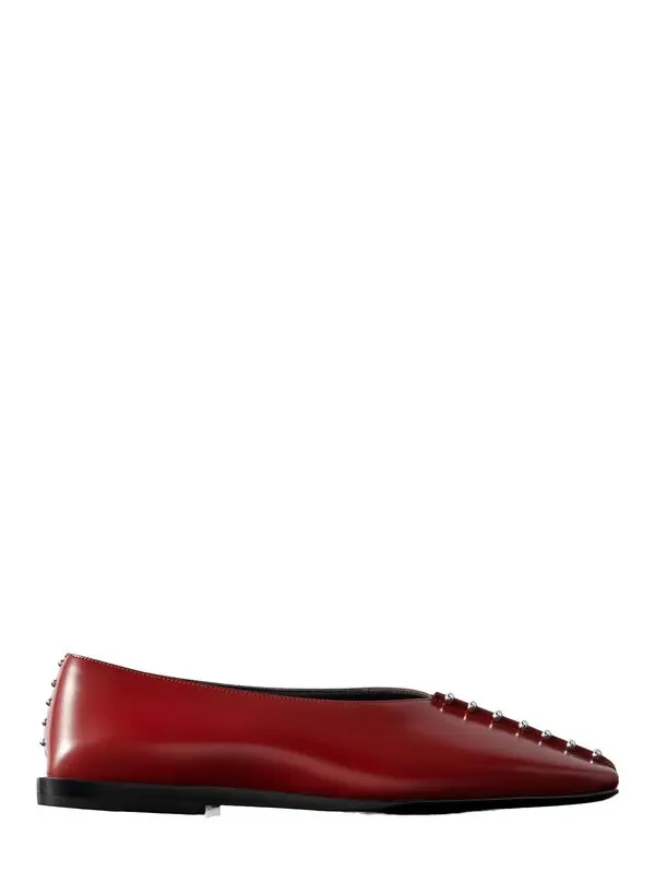 JIL SANDER Studded Leather Ballet Flats - Red