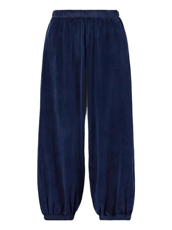 Suzie Kondi Paxos Cotton-blend Velour Tapered Sweatpants - Blue