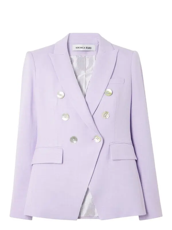 Veronica Beard Miller Dickey Double-breasted Woven Blazer - Purple