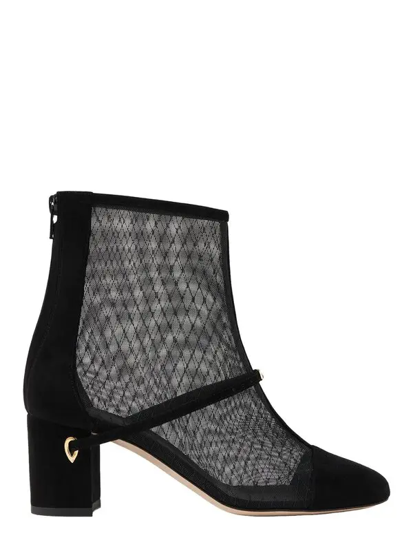 Jennifer Chamandi Daniele 65 Mesh And Suede Ankle Boots - Black