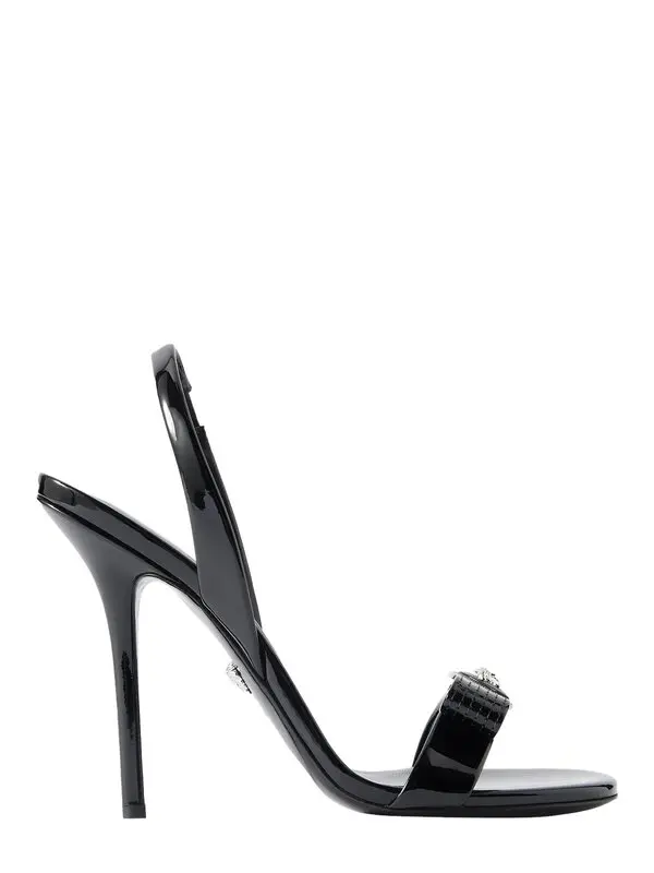Versace Opera Embellished Patent-leather Slingback Sandals - Black