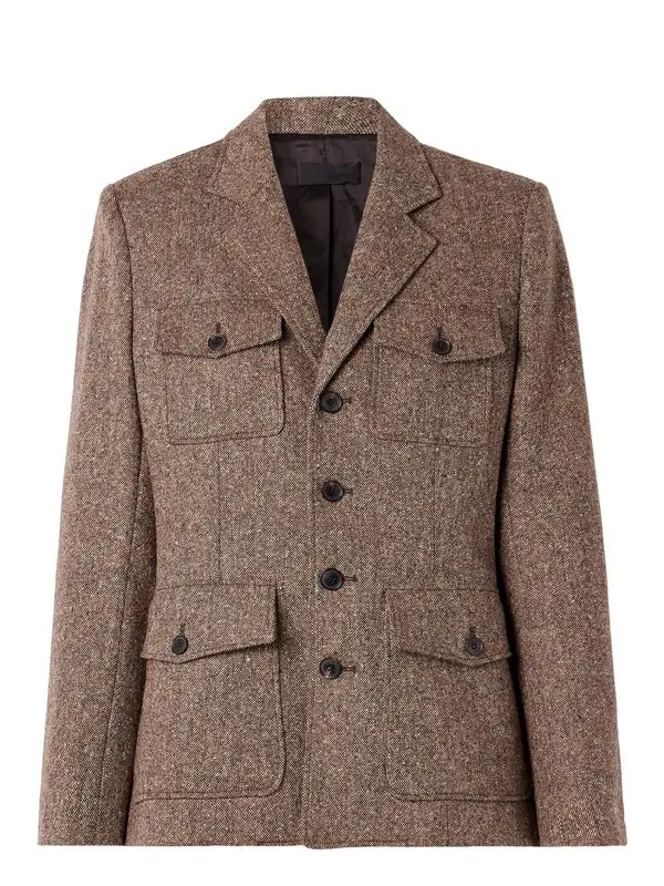NILI LOTAN Fleur Wool-blend Tweed Jacket - Brown