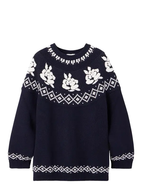 Magda Butrym Intarsia-knit Wool Sweater - Blue