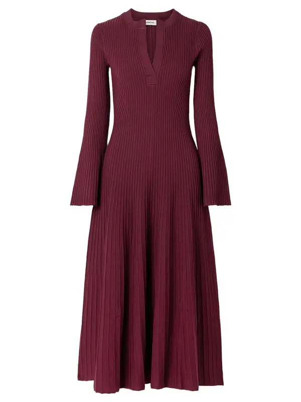 Simkhai Genna Ribbed-knit Midi Dress - Burgundy