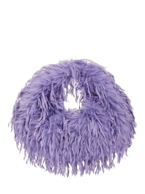 Naked Wardrobe Micro Mini Faux Feather Handbag - Lavender
