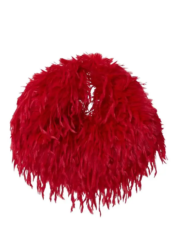 Naked Wardrobe Micro Mini Faux Feather Handbag - Ruby Red