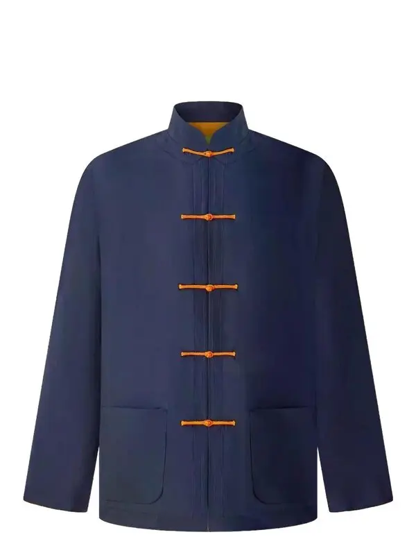 Shanghai Tang Silk Stand-up Collar Jacket - Blue