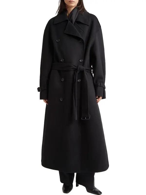 TOTEME Double Face Wool Trench Coat - Black