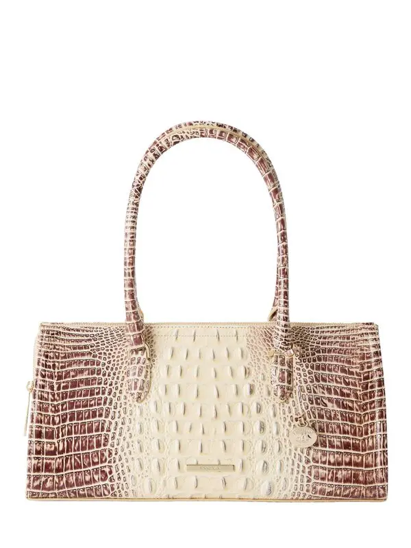 Brahmin Croc-embossed Leather Satchel - Ginger