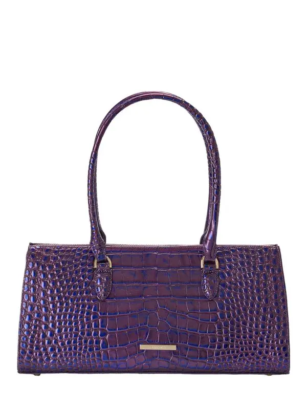 Brahmin Croc-embossed Leather Satchel - Purple Acro