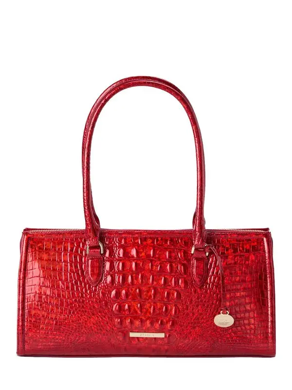 Brahmin Croc-embossed Leather Satchel - Red Opal Melbourne