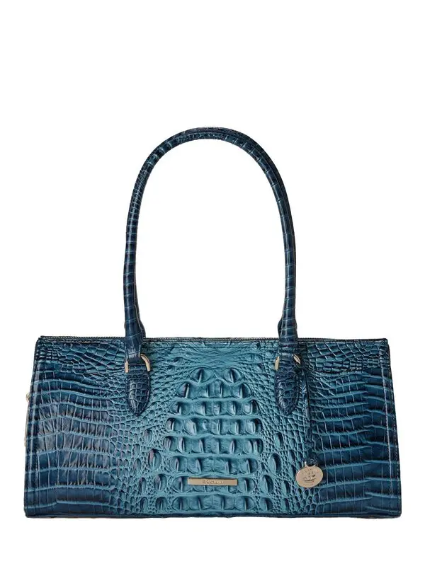 Brahmin Croc-embossed Leather Satchel - Retro Blue