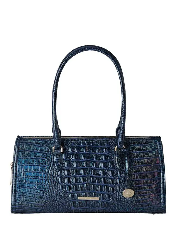 Brahmin Croc-embossed Leather Satchel - Royal Blue Melbourne